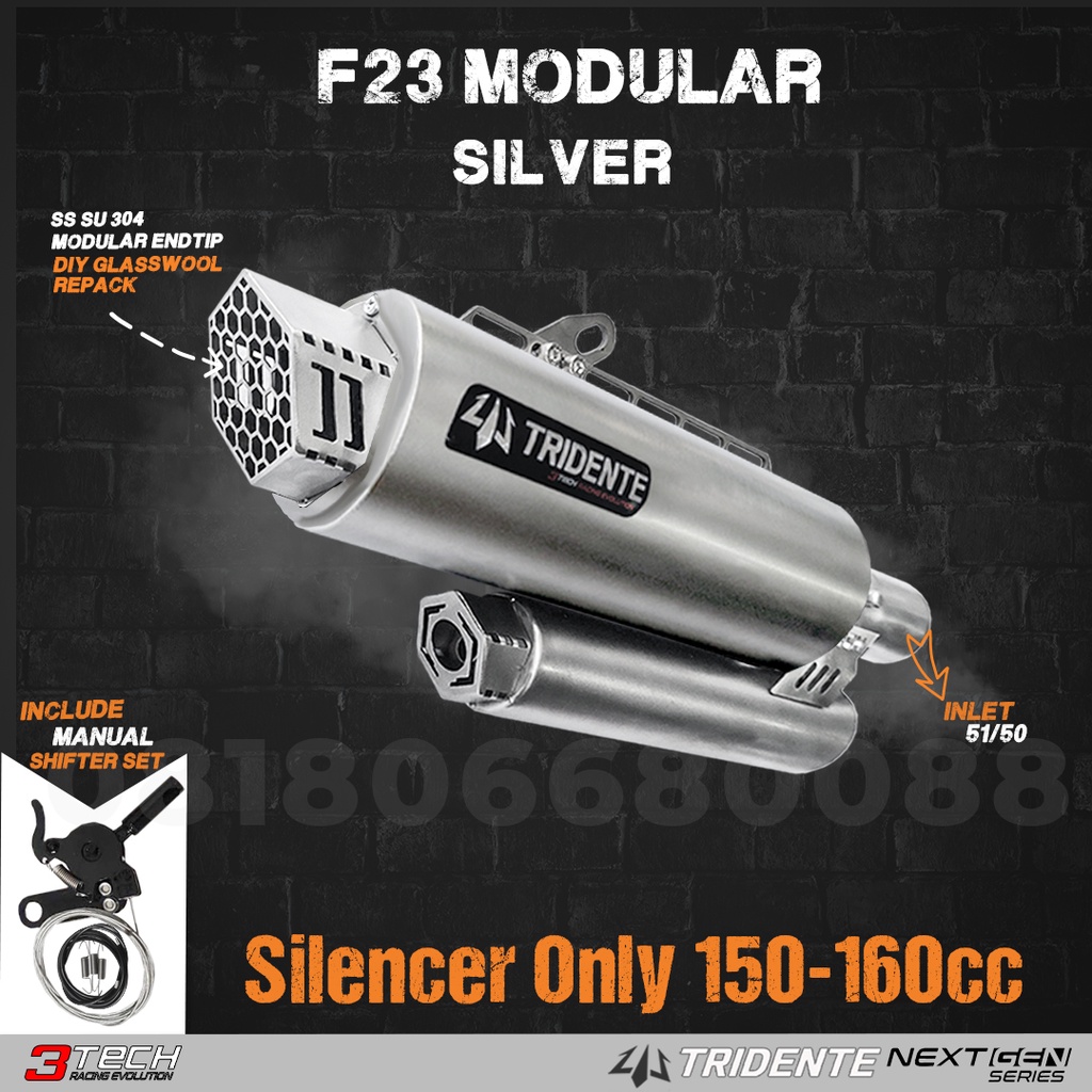 Jual SILENCER ONLY 150-160CC Knalpot 3 Suara 3tech Tridente F23 Modular NextGen Series ...