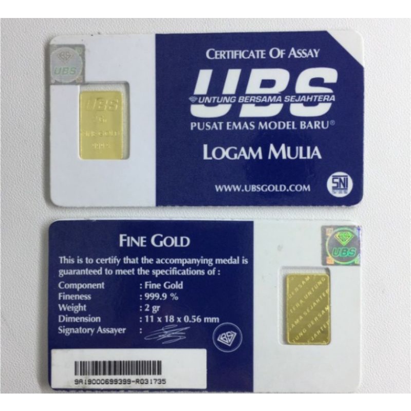 Jual UBS 1 gram emas press kwitansi murah garansi logam mulia SNI ...