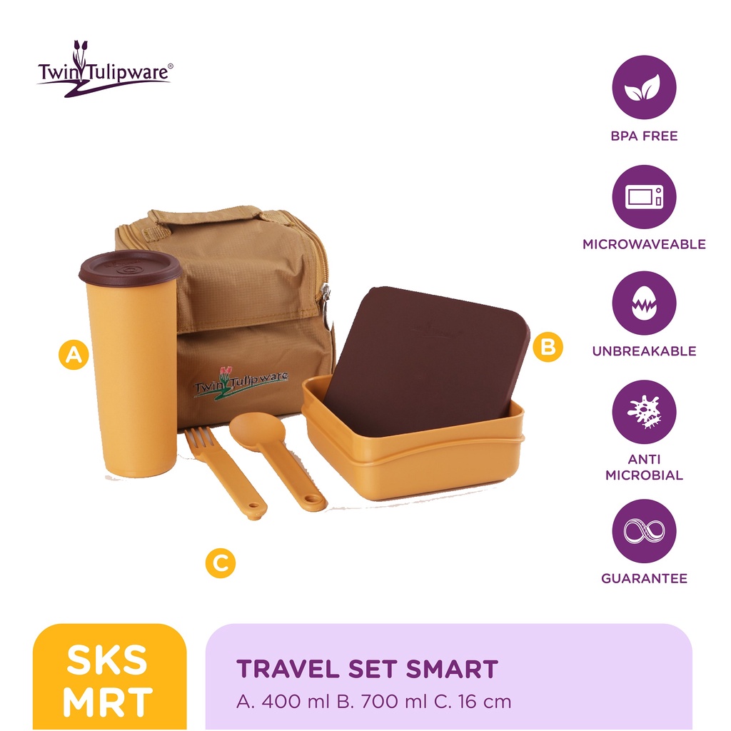 Jual Twin Tulipware Travel Set Smart Lunch Box Set | Shopee Indonesia