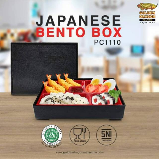 Jual Japanese Bento Box / Kotak Makan Bento / Bento Box Melamine Golden ...
