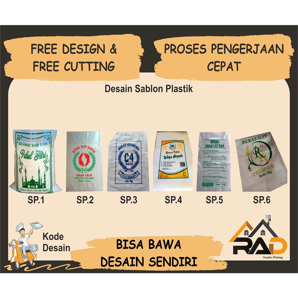Jual Sablon plastik, plastik pon, plastik beras plastik olshop, packing ...