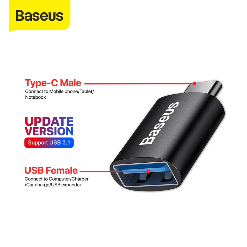 Jual Baseus Mini Adaptor OTG Type C USB 3.1 Connector | Shopee Indonesia