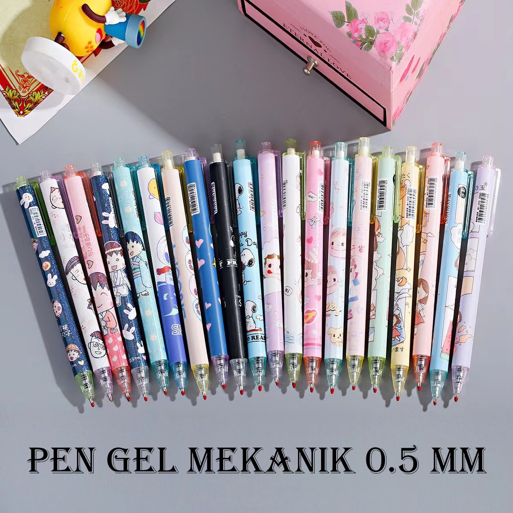 Jual ED - 1 LUSIN 12 BIJI - PULPEN GEL MEKANIK MOTIF CARTOON / PEN GEL ...