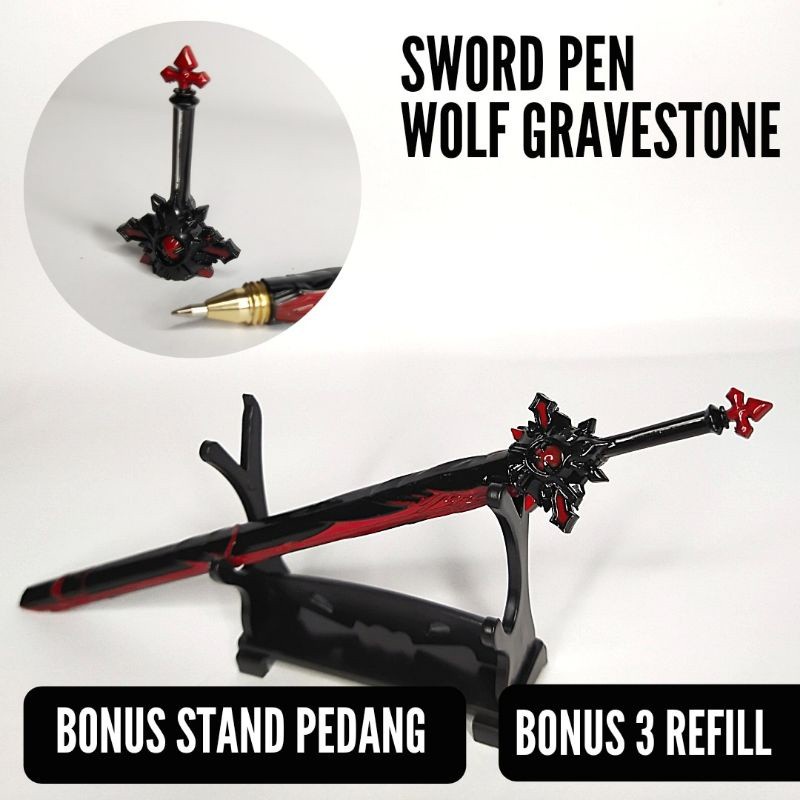 Jual Sword Pen anime Pulpen pedang Genshin Impact Wolf Gravestone pena ...