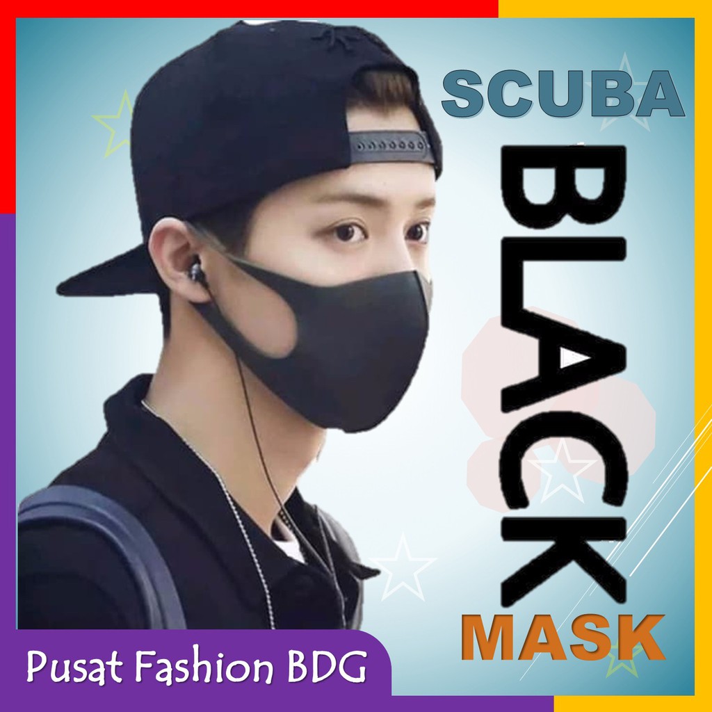 Jual Masker Korea SCUBA Dewasa Hitam Polos Anti Polusi Debu Anti ...