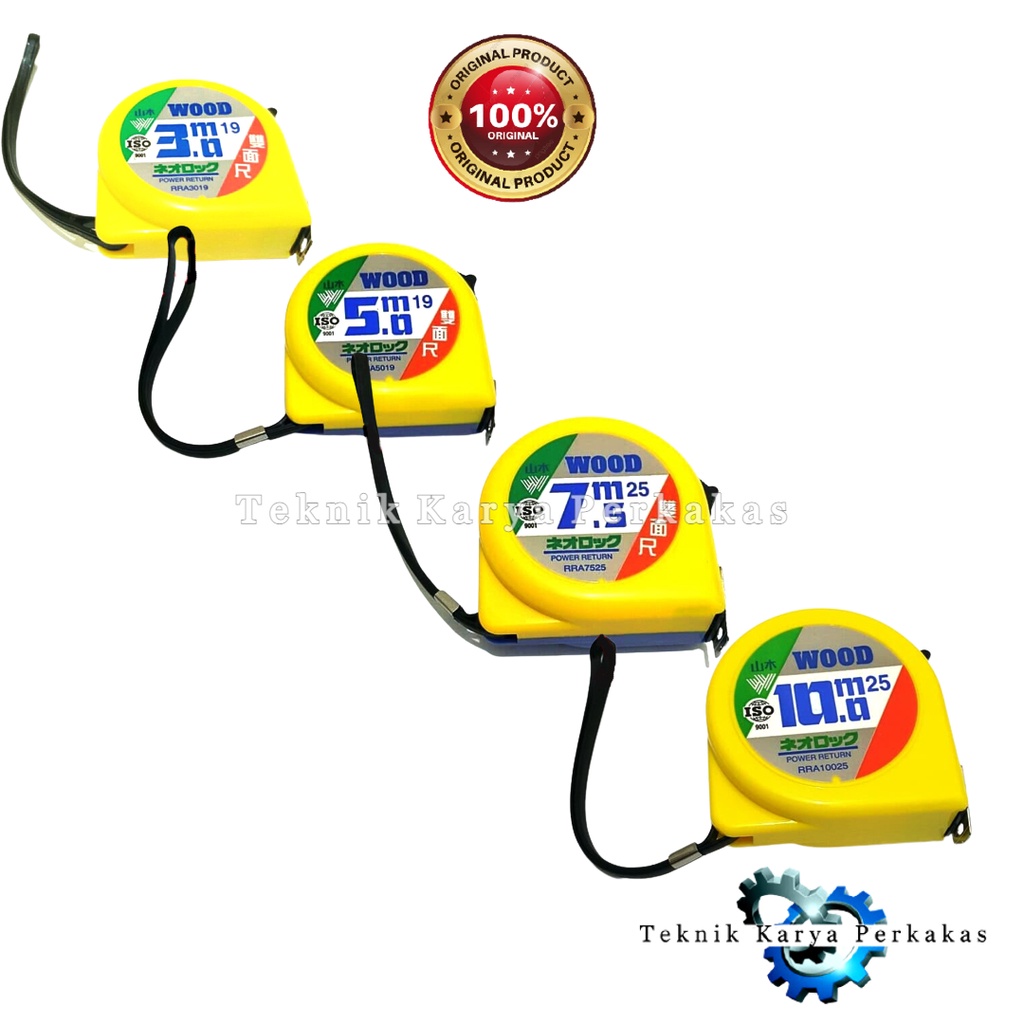 Jual Tape Measure Merk WOOD 3M Alat Ukur Meteran 5M Measuring Tape 7.5M ...