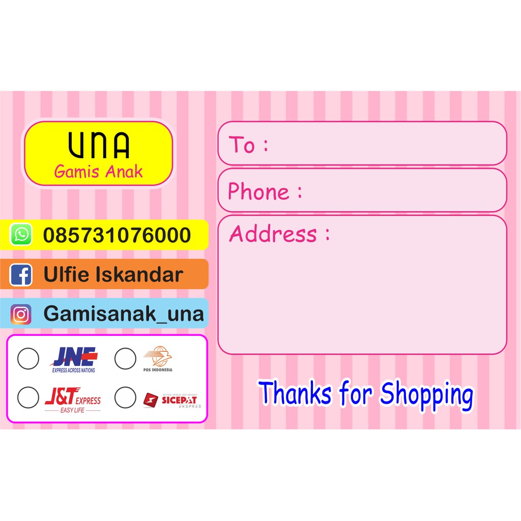 Jual STICKER LABEL PENGIRIMAN OLSHOP (CUSTOM NAMA TOKO) | Shopee Indonesia