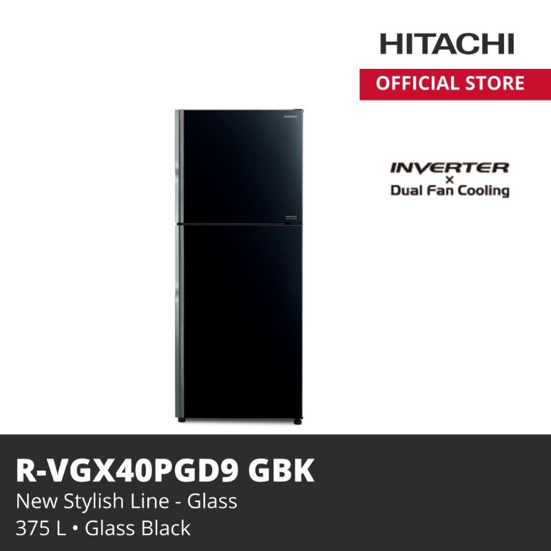 Jual HITACHI KULKAS 2P KACA INVERTER R-VGX40PGD9 GBK | Shopee Indonesia