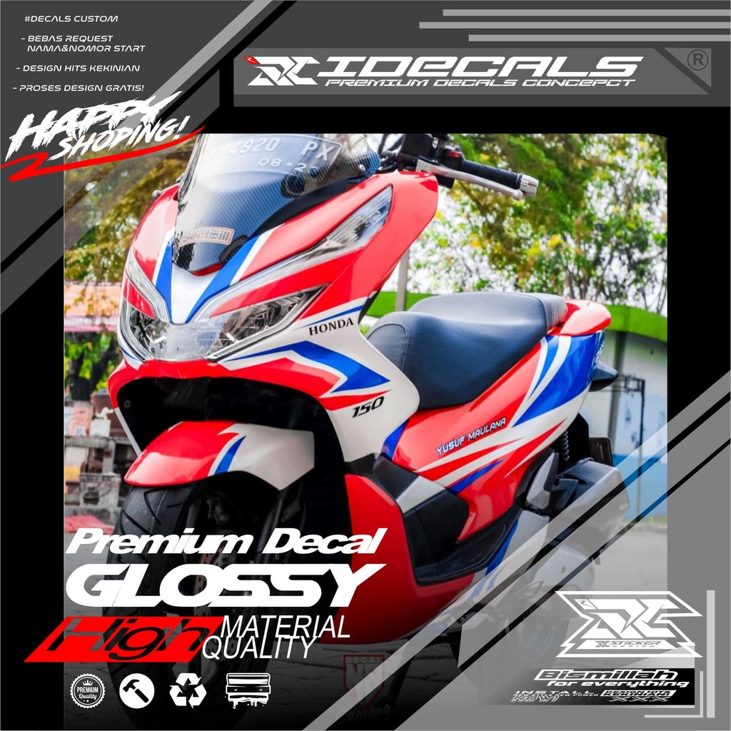 Jual 00205 sticker decals fullbody custom honda pcx tema desain garis ...