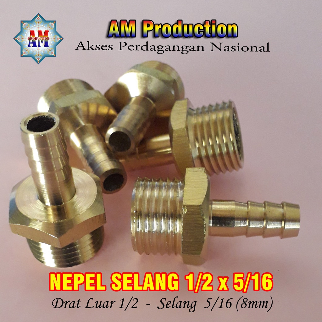 Jual Nepel Selang 1/2x5/16, Nepel Selang Kuningan, Hose Neaple, Drat ...