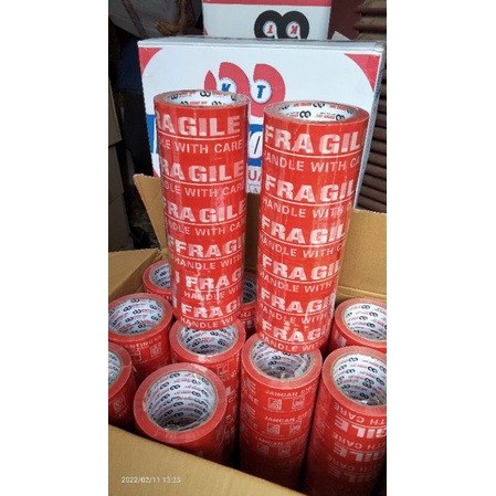 Jual 72 PCS ( SEKARTON) FRAGILE MERAH UKURAN 2 INC 48 MM X 90 Y MERK ...