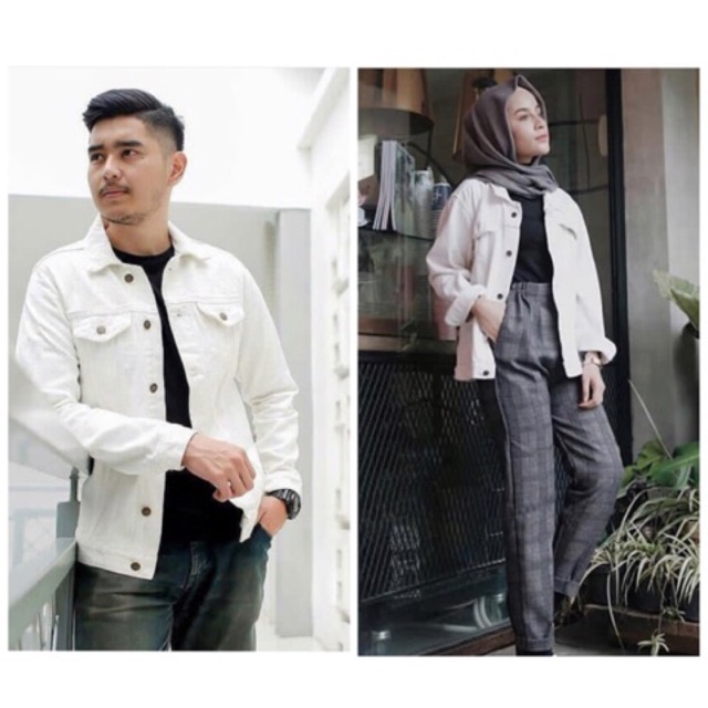 Jual Jaket jeans oversize PUTIH (WHITE ) unisex | Shopee Indonesia