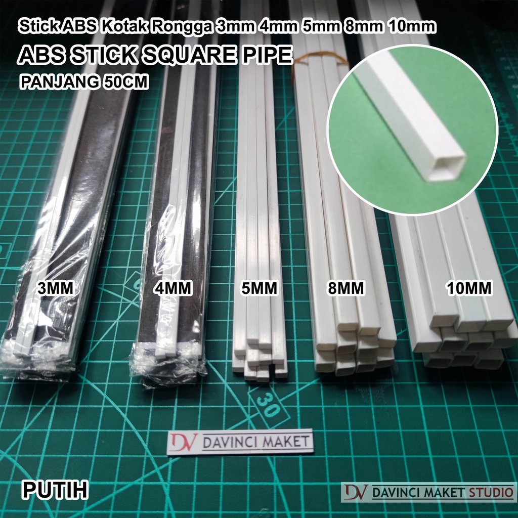 Jual ABS Stick Square Tube - Stik ABS Pipa Kotak Kosong Rongga 2mm 3mm ...