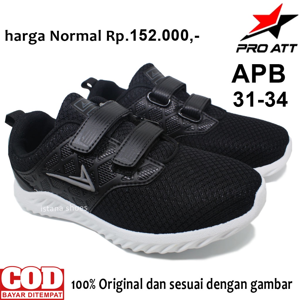 Jual Sepatu Sekolah Anak Laki Laki Perempuan TK PAUD SD Pro ATT APB Hitam Perekat Sepatu Anak SD ...