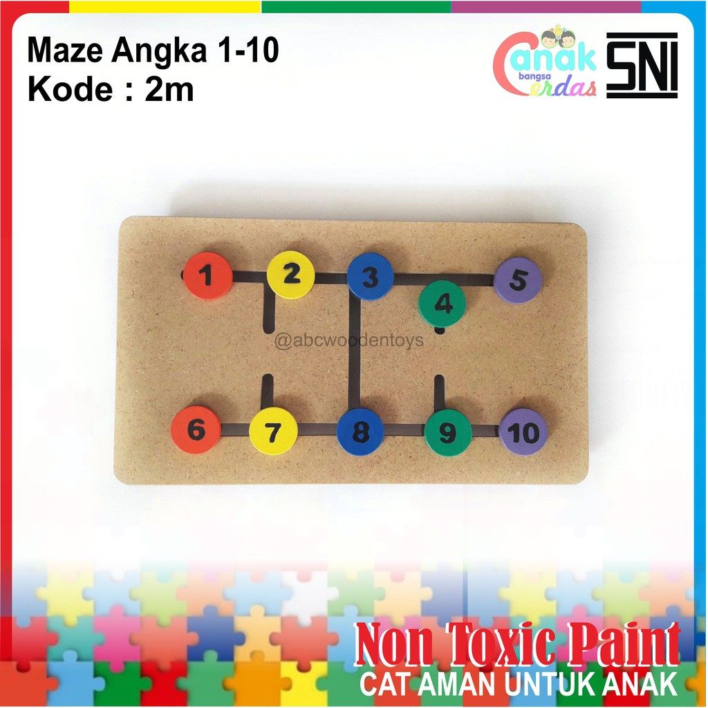 Jual Mainan Edukasi Anak Maze angka 1-10 mainan anak edukasi SNI ...