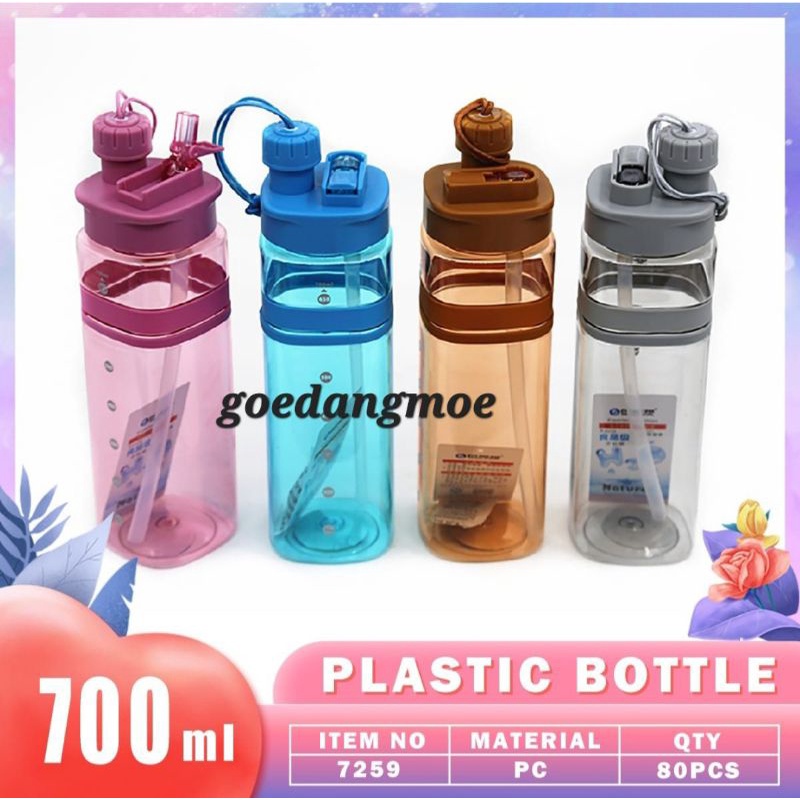Jual Botol air minum model segi Food grade BPA free 7259 warna 700ml | Shopee Indonesia