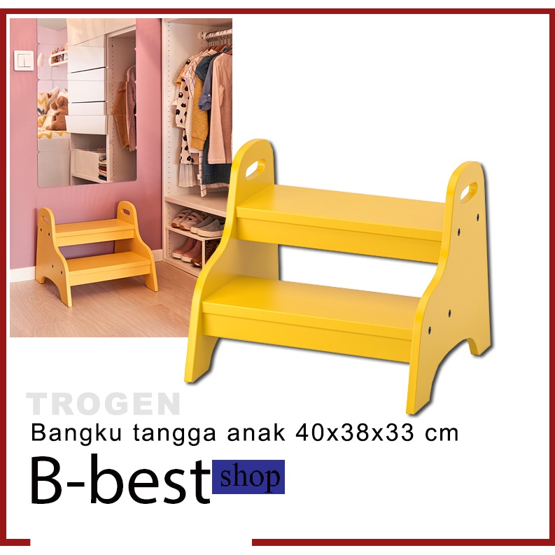 Jual Bangku tangga anak kuning 40x38x33 cm / Bangku tangga anak 2 step ...