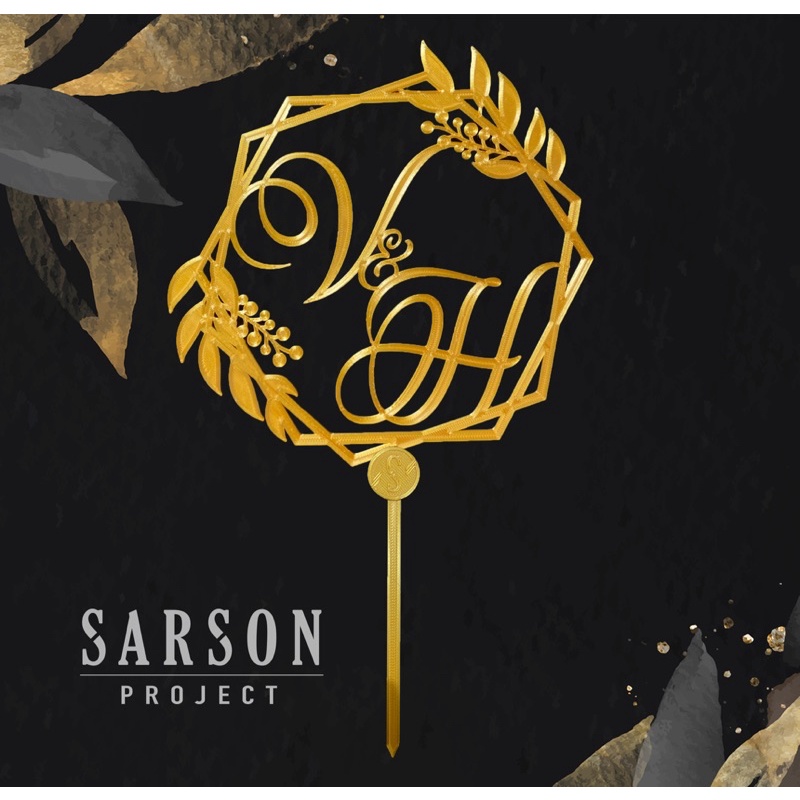 Jual Custom 3D Print Bingkai Pentagon Inisial Nama, Wedding Cake Topper ...