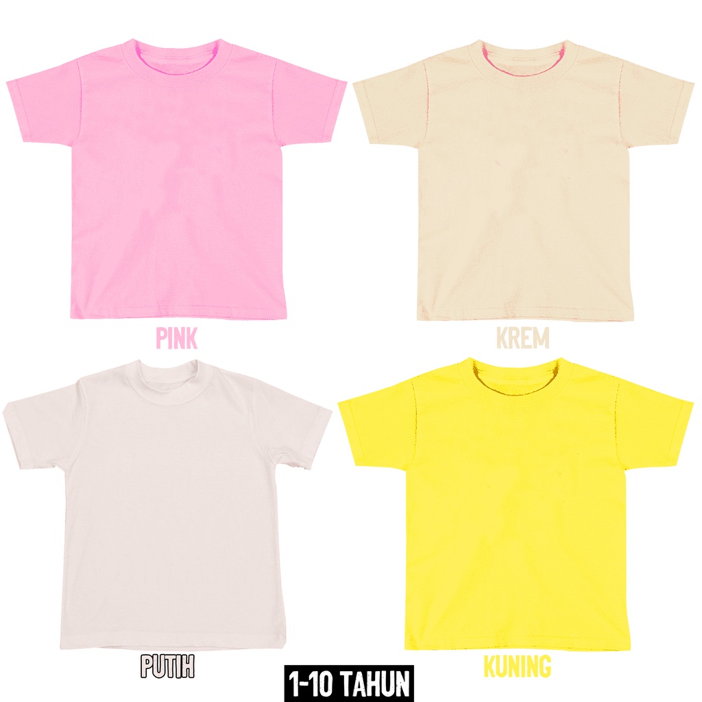 Jual Kaos ANAK Polos 1-10 Tahun Bandung Cotton Combed 30s Lengan Pendek Nyaman Adem Polosan KAOS ...