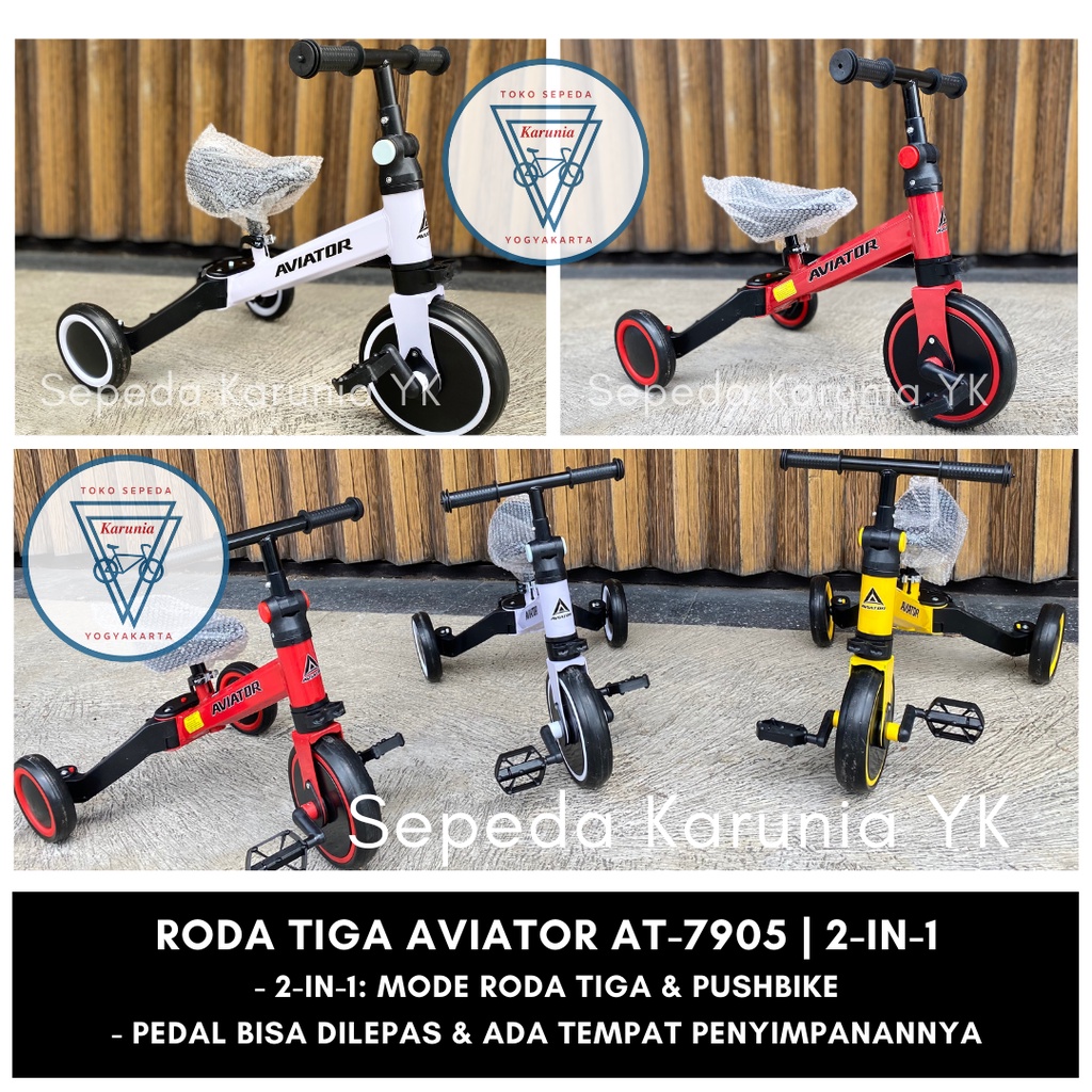 Jual Sepeda Pushbike Push Bike Roda Tiga Aviator AT 7905 | 2-in-1 ...