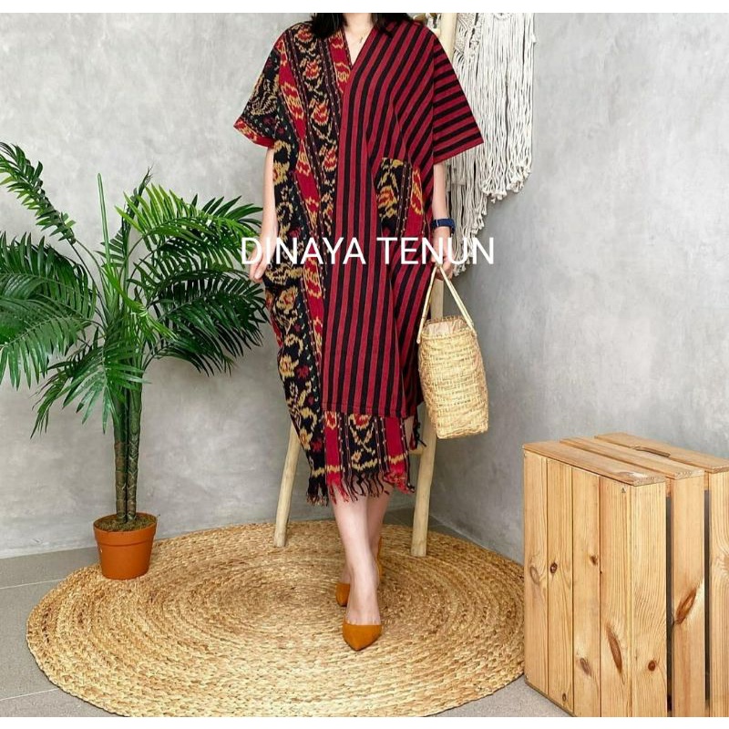 Jual KAFTAN TENUN IKAT -DRES TENUN IKAT TROSO JEPARA MIX LURIK LASEM | Shopee Indonesia