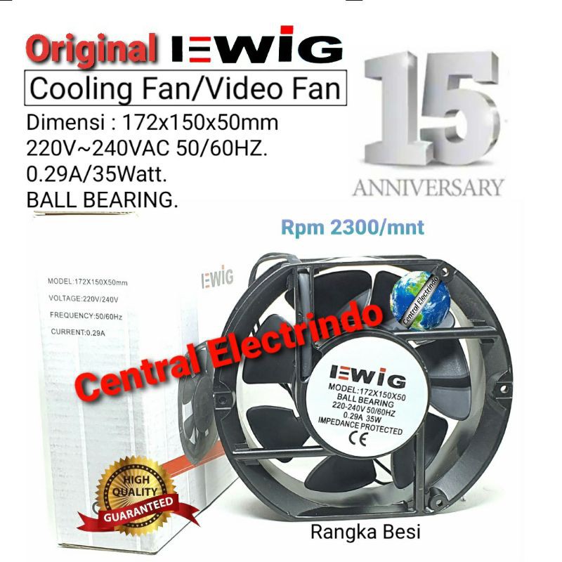 Jual Cooling Fan Video Fan 172x150x50mm Ball Bearing EWIG. | Shopee ...