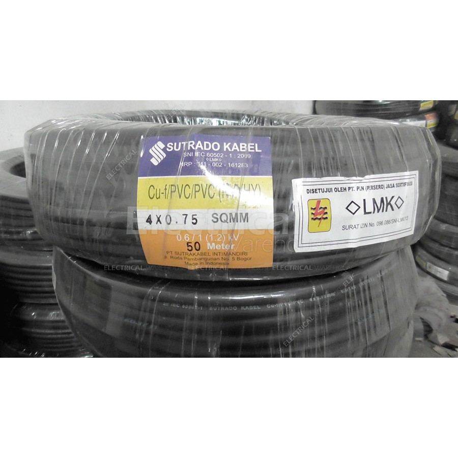 Jual Kabel Listrik Serabut NYYHY 4x0.75mm2 SUTRADO 50 Meter ( NYY HY 4x0.75mm 4x0.75 mm 4x0,75 ...