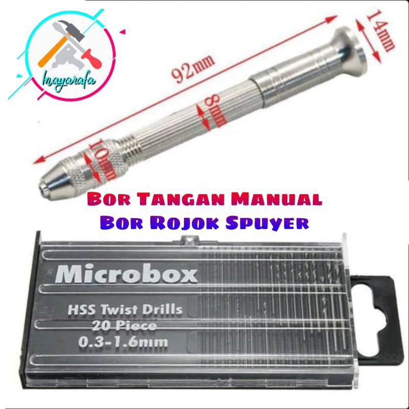 Jual Bor Tangan Manual + 20pcs Mata Bor Rojok Spuyer Karburator HSS ...
