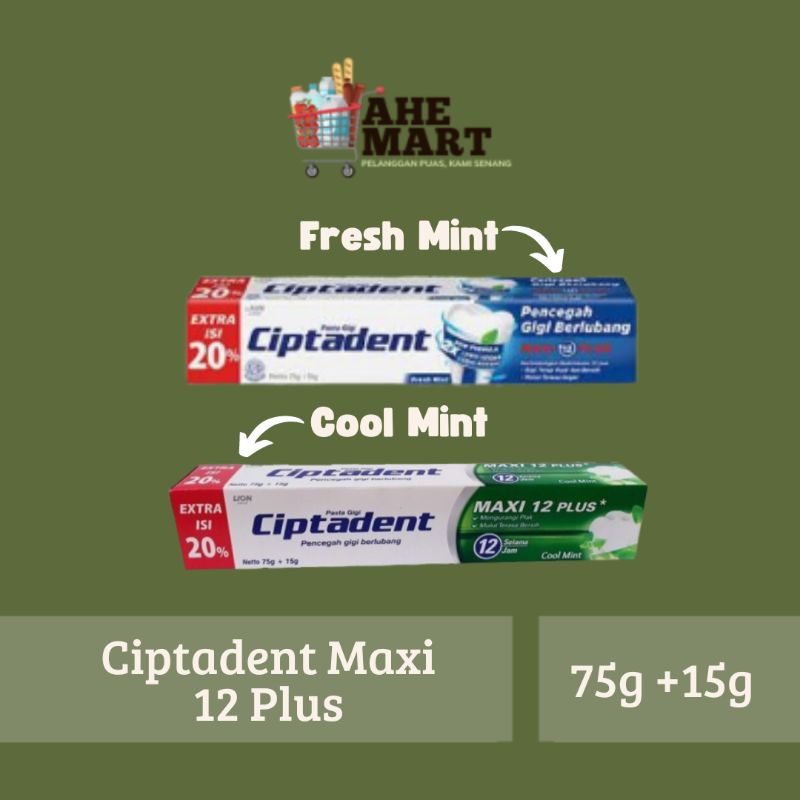 Jual Ciptadent Maxi 12 Plus Fresh Mint / Cool Mint || Pasta Gigi 75g ...