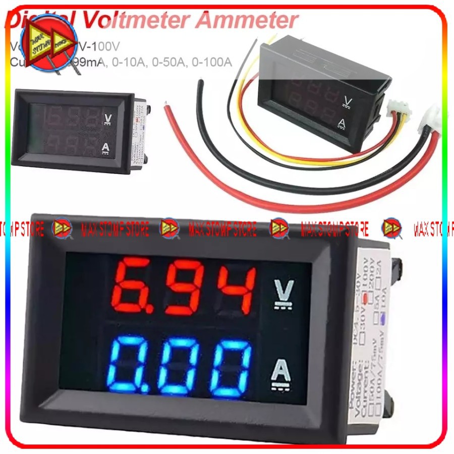 Jual Voltmeter Amperemeter Digital 10A 100V DC Frame Cover | Shopee ...