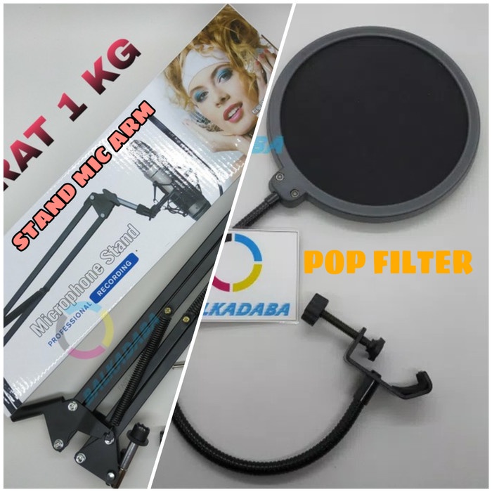 Jual Stand Mic Meja+Pop Filter Penyaring Suara | Shopee Indonesia