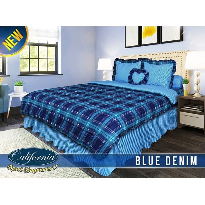 Jual Sprei California 120 x 200 Blue Denim ( Single size ) | Shopee ...