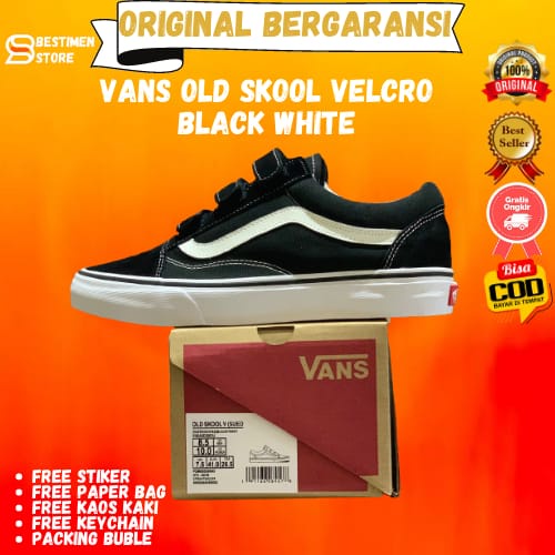 Jual Vans Old Skool Classic Velcro Black White Original Shopee Indonesia