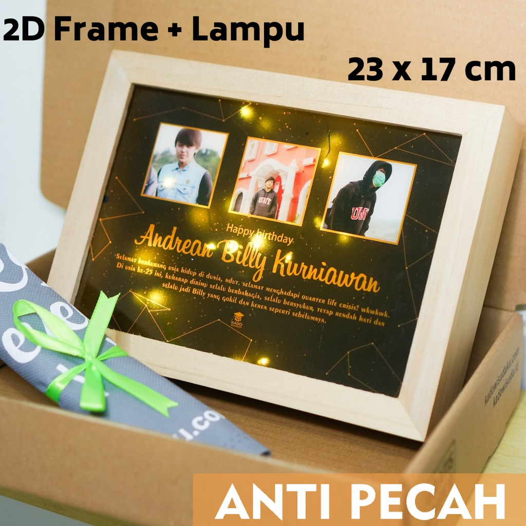 Jual Kado Ultah Unik Foto Pigura Frame + Lampu (Baterai) Blink Star ...