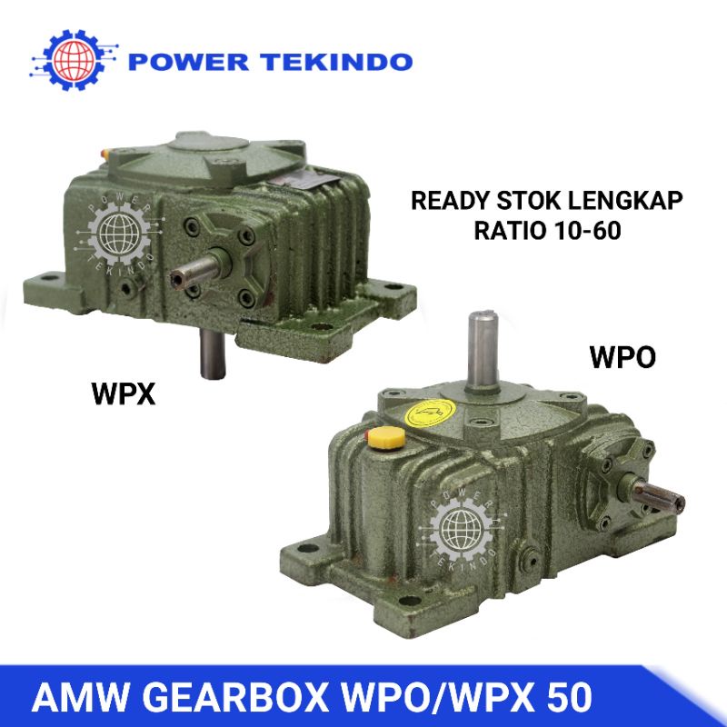Jual AMW Gearbox WPO 50 / WPX 50 Ratio 10-60 Lengkap Speed Reducer Worm ...