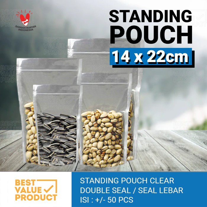 Jual Standing Pouch 14 x 22 cm / Kemasan Plastik klip berdiri 14x22 cm ...