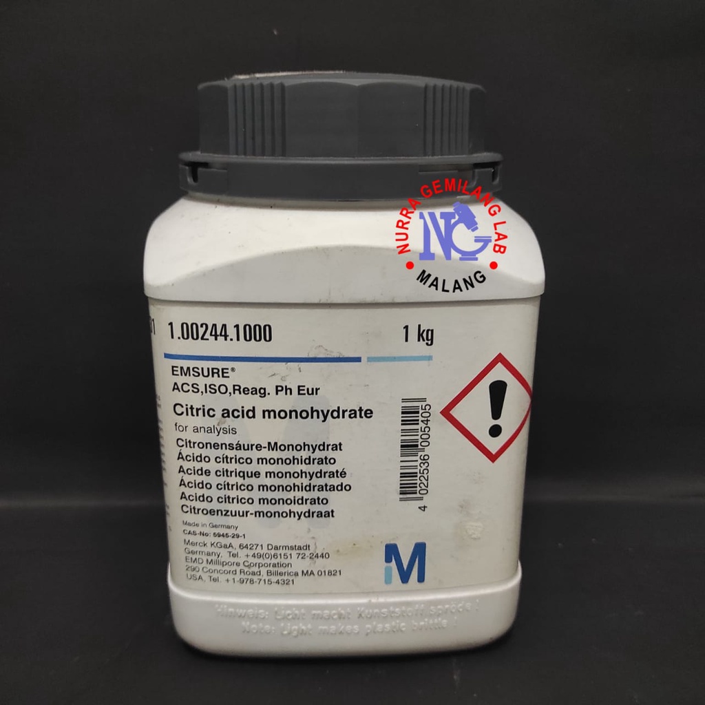 Jual Citric acid monohydrate MERCK 1.00244.1000 Ecer 10gram (Asam ...