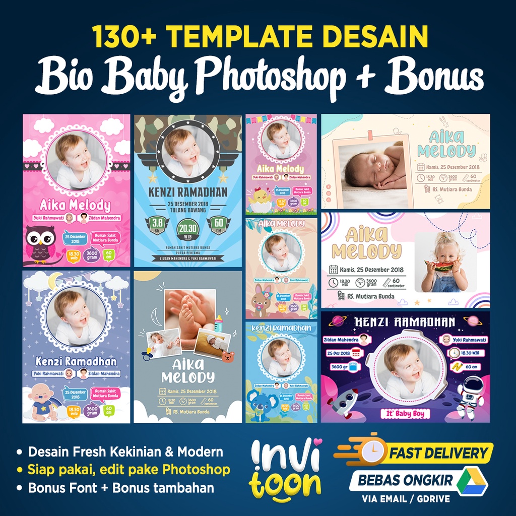 Jual 130+ TEMPLATE BABY BIO DESAIN BIODATA BAYI PSD PHOTOSHOP | Shopee Indonesia