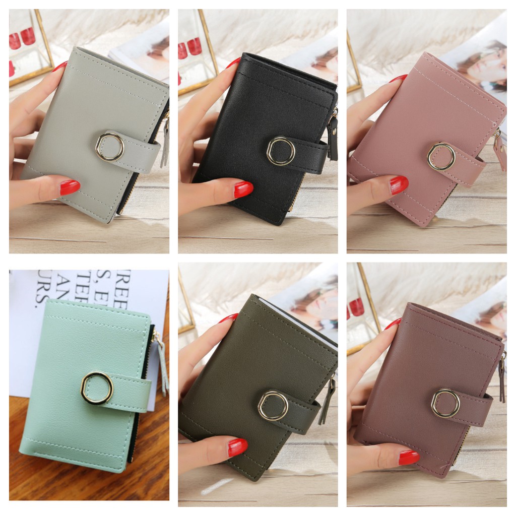 Jual Dompet wanita cewek multi fungsi gesper dengan multicard bahan premium import hitam pink ...