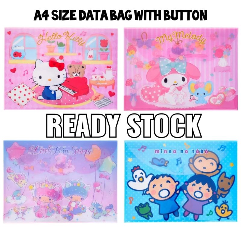 Jual Map A4 File Folder Mika Data Bag Dengan Kancing Sanrio Karakter Hello Kitty, My Melody ...