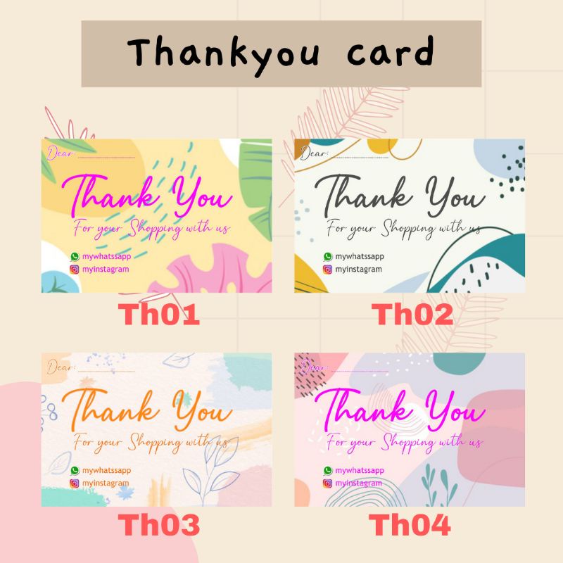 Jual thank you card/ kartu ucapan terimakasih/custom card | Shopee Indonesia