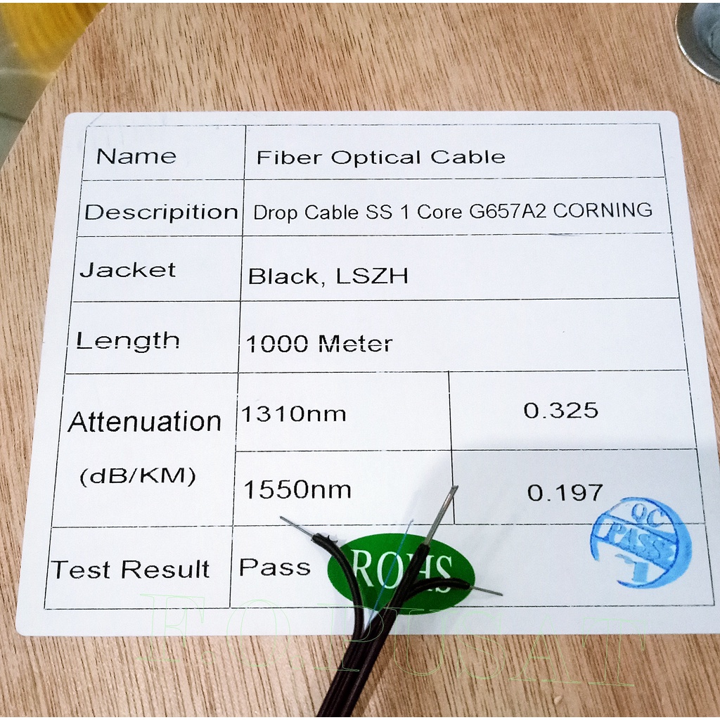 Jual Kabel DropCore Optik/DW FO FTTH 1CORE/DW FO FTTH 2 CORE/ DW FO FTTH 4 CORE1000M 3 SLING ...