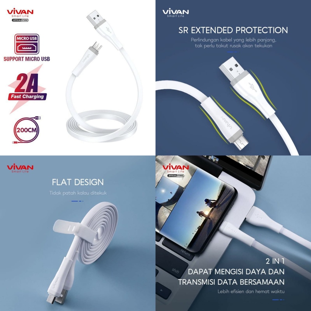 Jual Kabel Data Micro Vivan SM200S 2A Panjang 2 Meter (Support Fast ...
