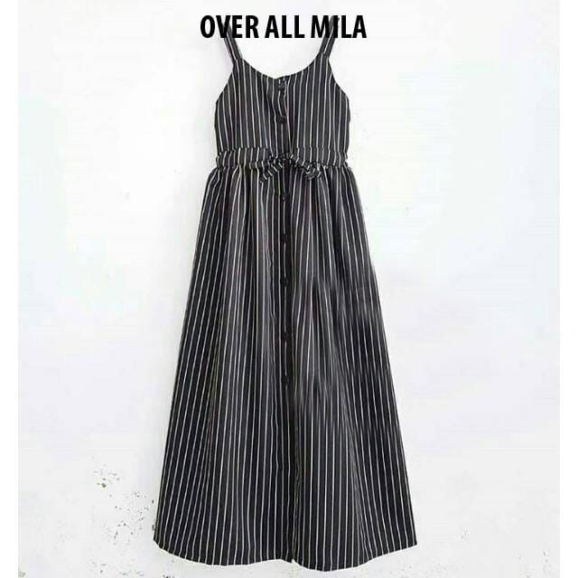 Jual UF OVERALL MILA STRIPE/ OVERALL FULL KANCING HIDUP/ TERBARU ...