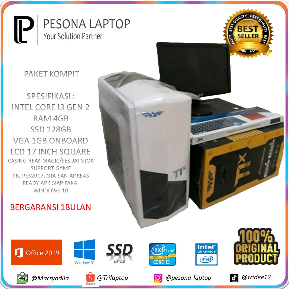 Jual 1 SET KOMPUTER PC GAMER INTEL CORE i3 TINGGAL PAKAI | Shopee Indonesia