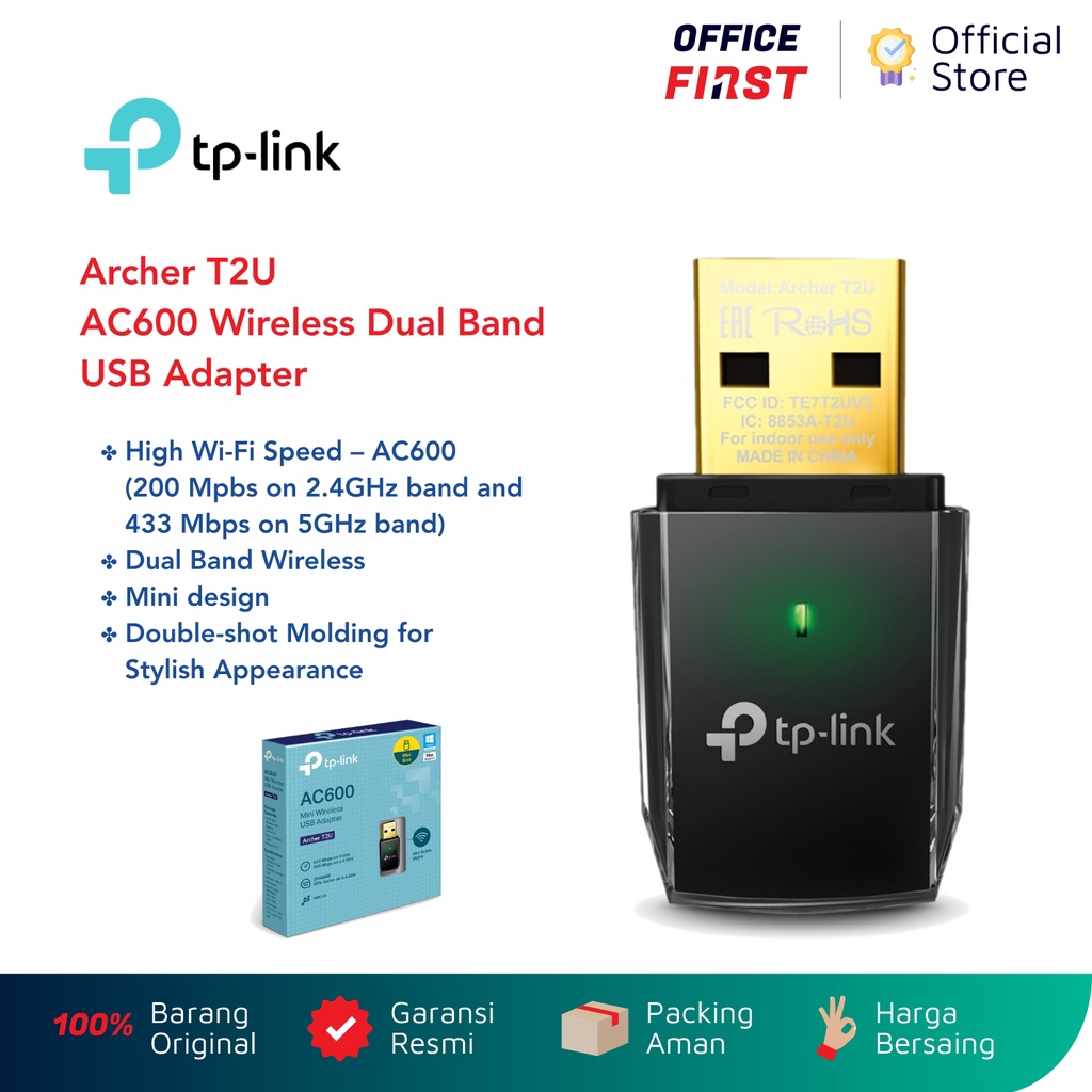 Jual TP-Link Archer T2U AC600 Wireless Dual Band USB Adapter TP Link ...