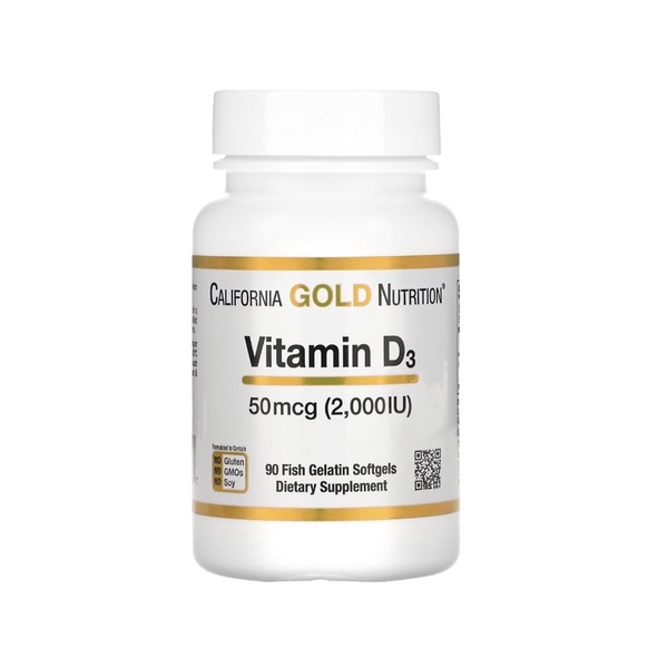 Jual California Gold Nutrition Vitamin D3 2000 IU 90 Fish Gelatin ...