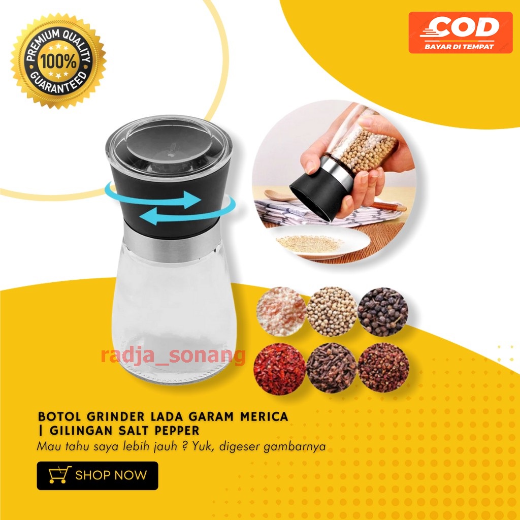 Jual (COD) BOTOL GRINDER LADA GARAM MERICA | GILINGAN SALT PEPPER ...