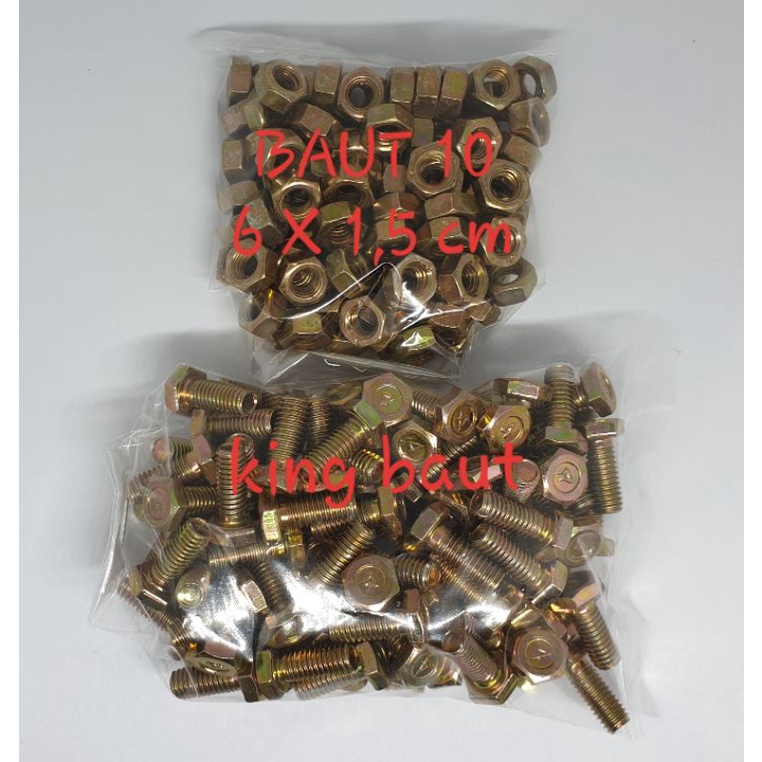 Jual (Paket 100 set) Baut 10 (6mm) x 1,5 cm + Mur | Shopee Indonesia