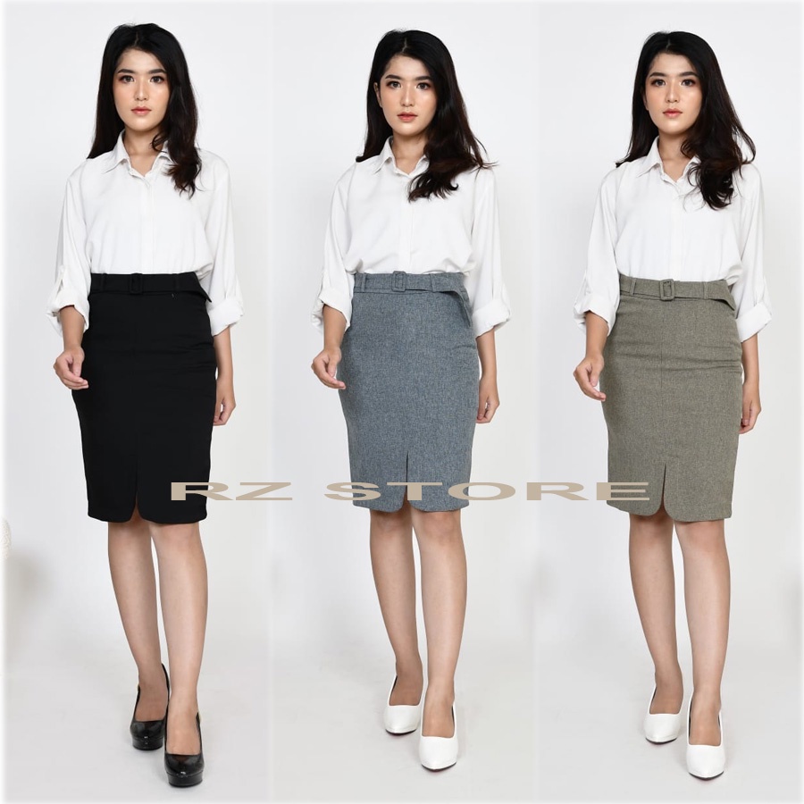 Jual rok hitam kerja kantor pendek wanita dewasa jumbo androk span 34 ...
